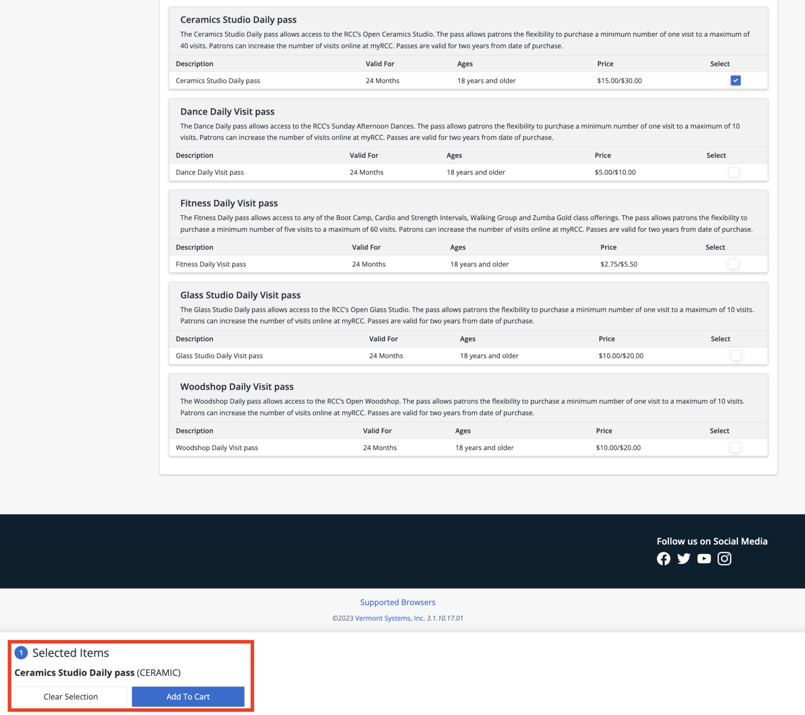 Purchasing Passes/Renew a Pass - RCC